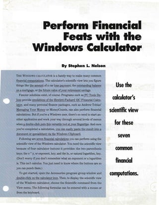Mathcad seven common financial computations | PDF