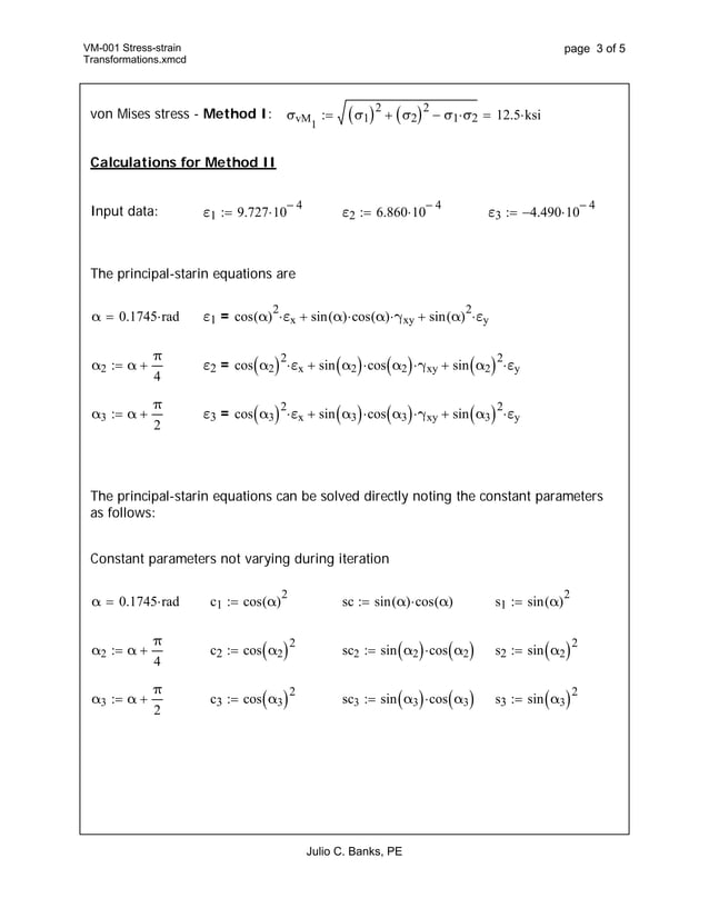 Math cad vm-001 stress-strain transformations | PDF | Physics | Science