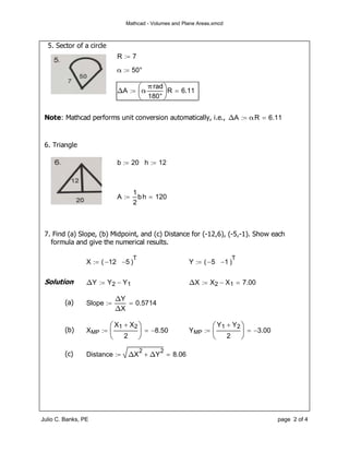 Mathcad volumes and plane areas | PDF