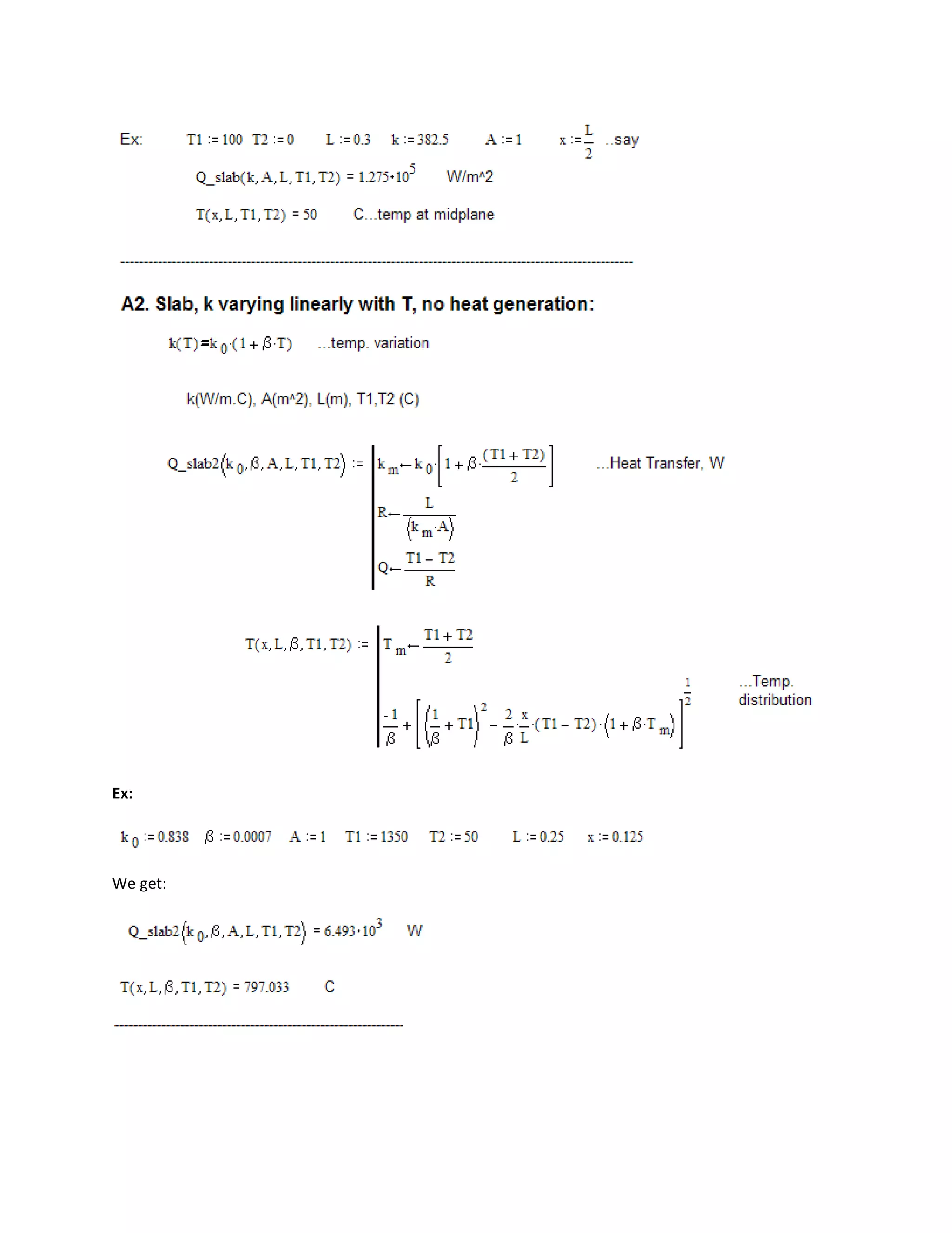 Mathcad Functions for Conduction heat transfer calculations | PDF