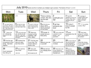 Math calendar for blog | PPT | Games and Puzzles | Hobbies & Interests
