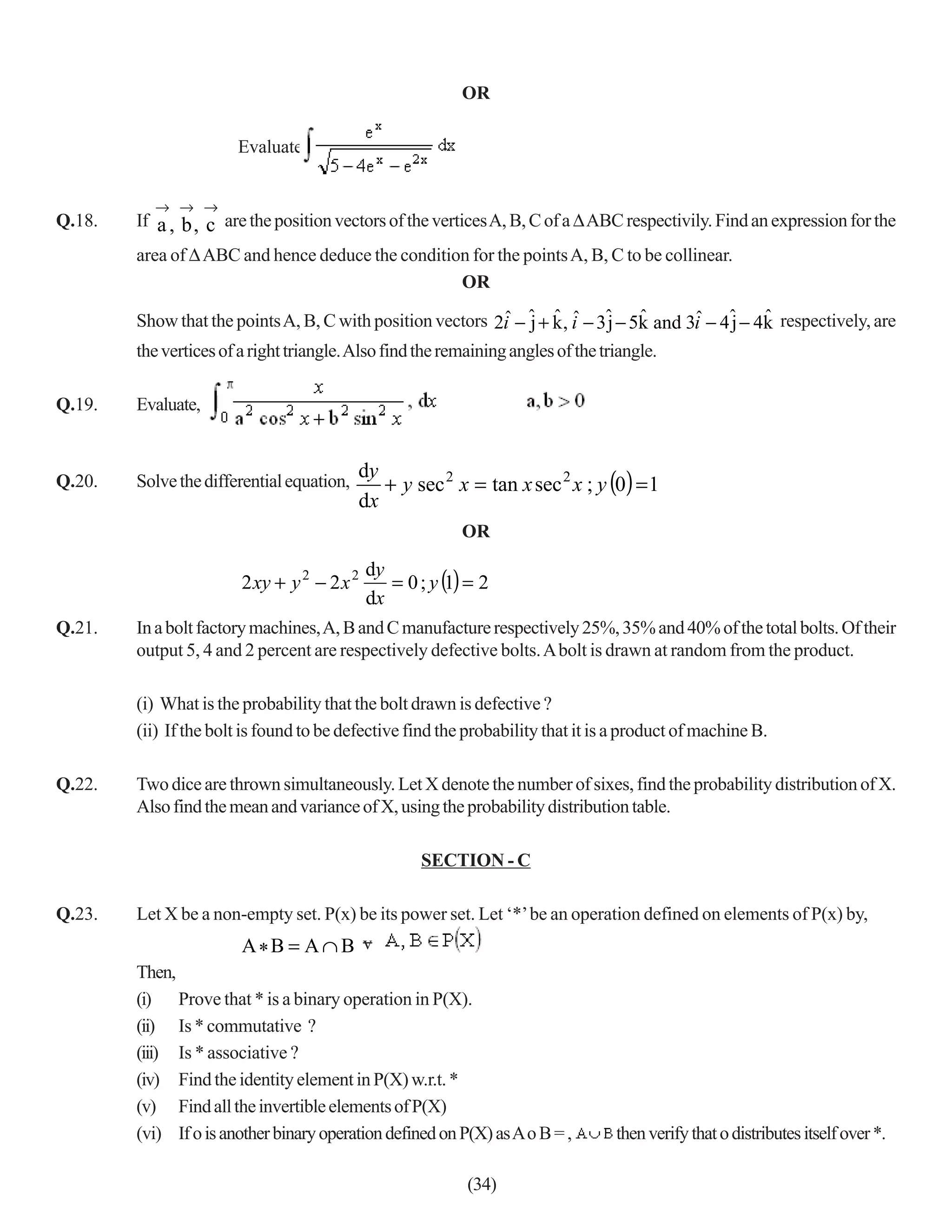 Math cbse samplepaper | PDF