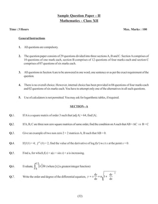 Math cbse samplepaper | PDF