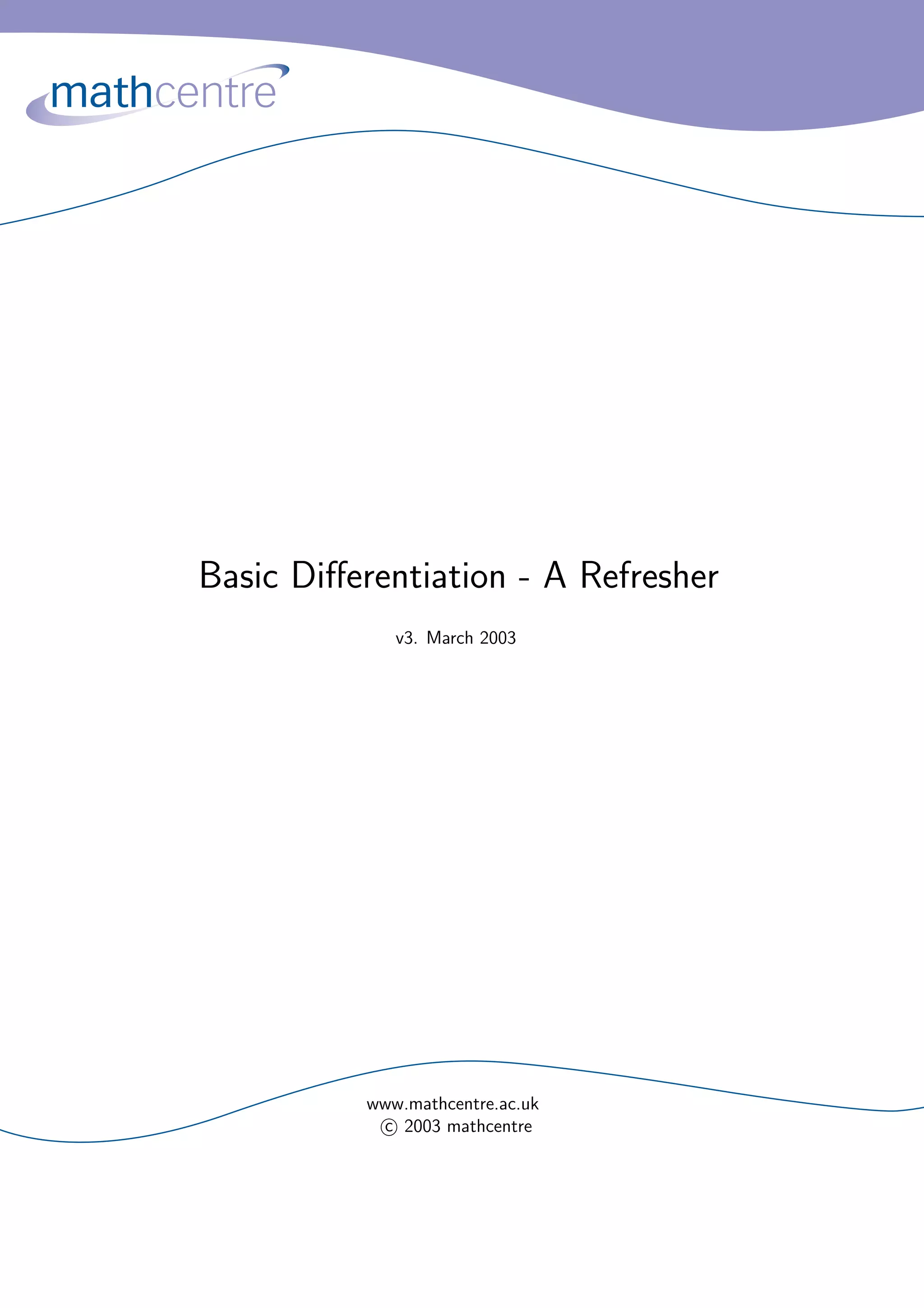 Mathcentre basic differentiation | PDF