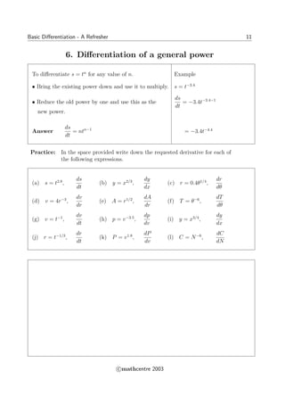 Mathcentre basic differentiation | PDF