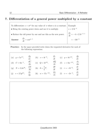 Mathcentre basic differentiation | PDF