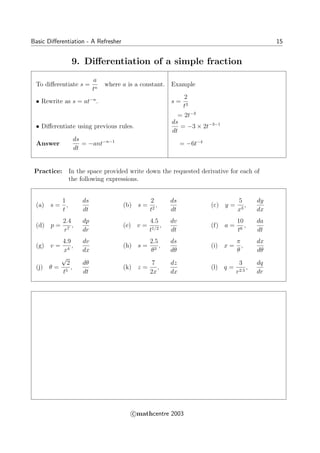 Mathcentre basic differentiation | PDF