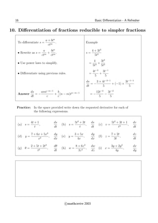 Mathcentre basic differentiation | PDF