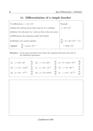 Mathcentre basic differentiation | PDF