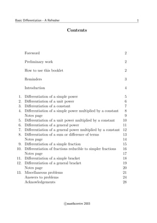 Mathcentre basic differentiation | PDF