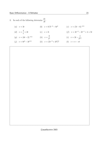 Mathcentre basic differentiation | PDF