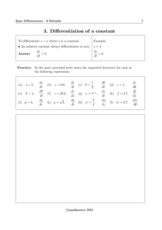 Mathcentre basic differentiation | PDF