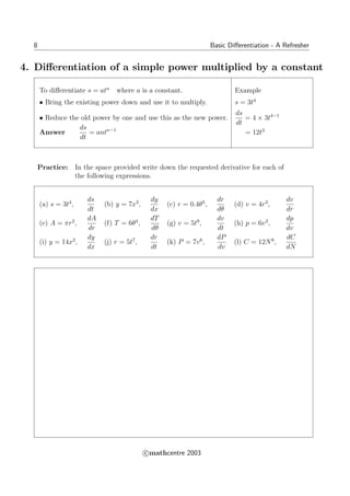 Mathcentre basic differentiation | PDF