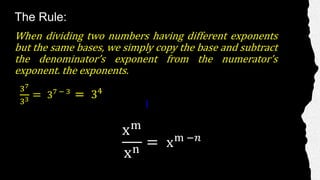 Math chapter 3 dividing exponential expressions | PPT