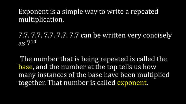 Math chapter 3 exponent and exponents as repeated multiplication | PPT