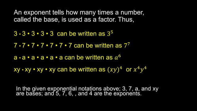 Math chapter 3 exponent and exponents as repeated multiplication | PPT