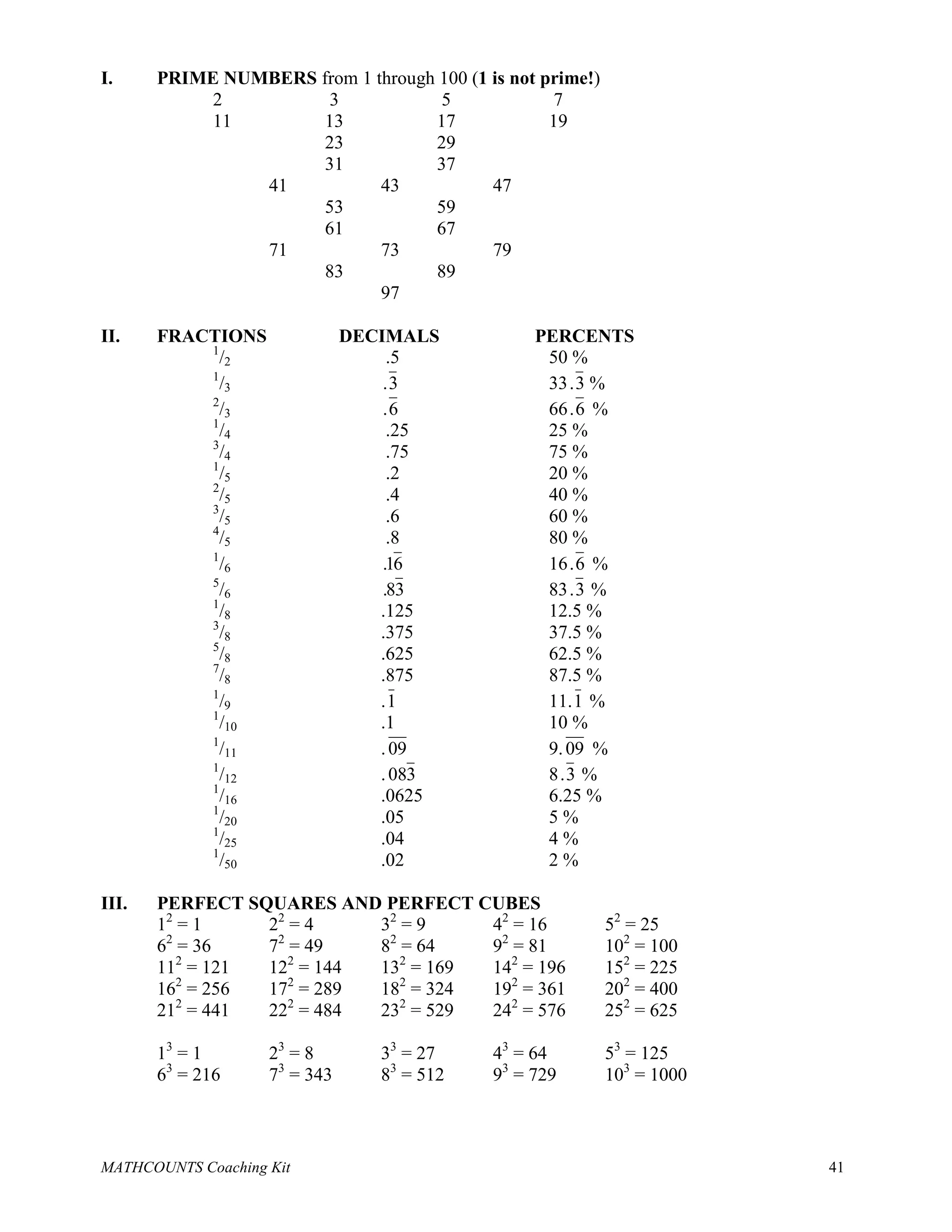 Math counts toolbox | PDF