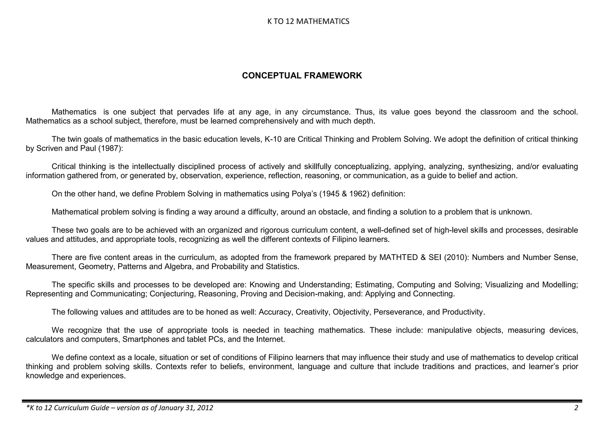 k to 12 Math curriculum guide | PDF