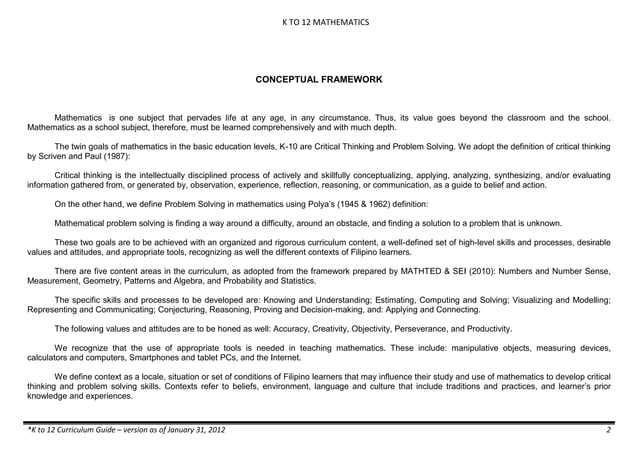 k to 12 Math curriculum guide | PDF