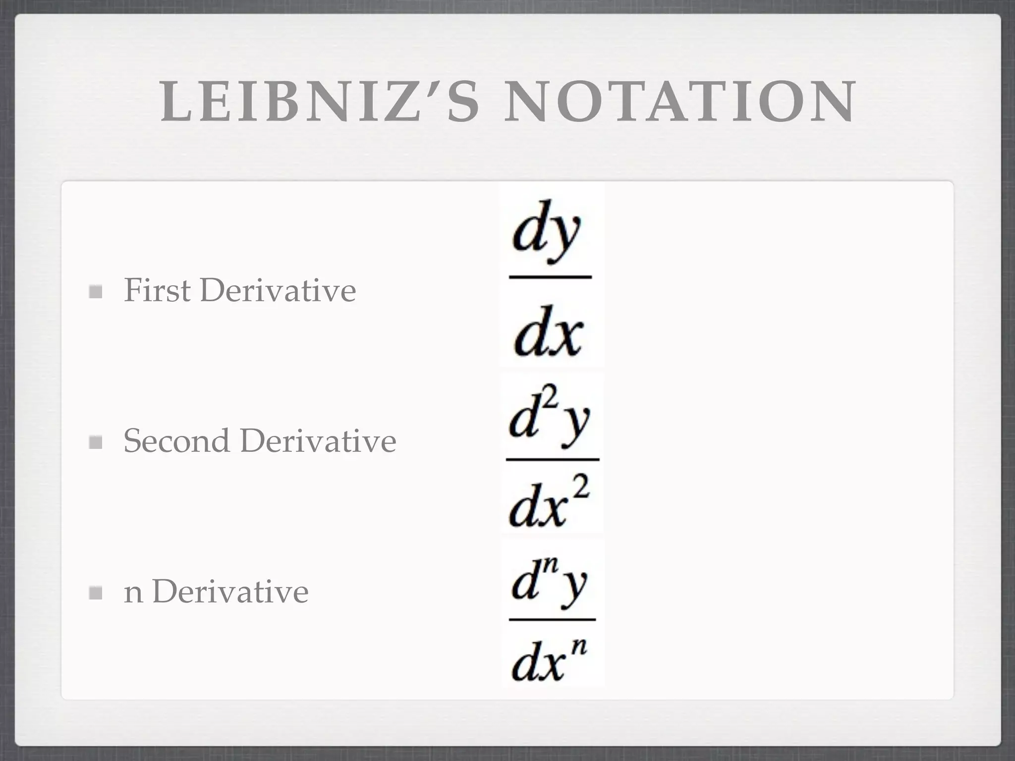 Math derivative notations | KEY