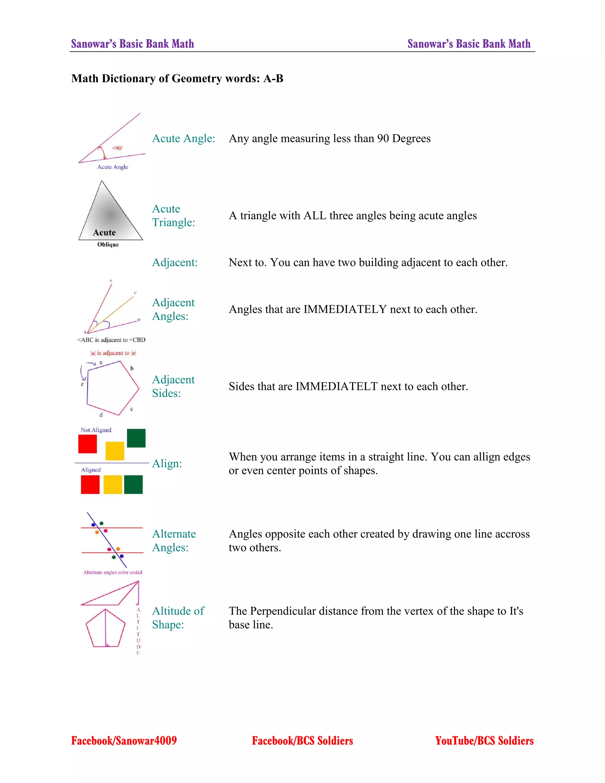 Math dictionary of geometry words [www.onlinebcs.com] | PDF | 3-D ...
