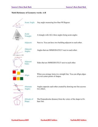 Math dictionary of geometry words [www.onlinebcs.com] | PDF