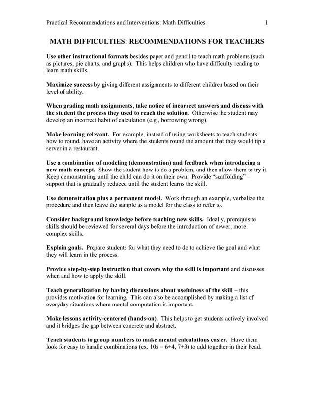 Math difficulties | DOC