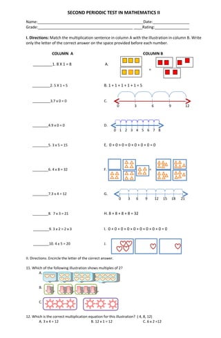 GRADE 2 MATH SECOND PERIODIC TEST | DOC