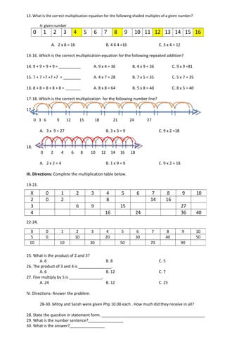 GRADE 2 MATH SECOND PERIODIC TEST | DOC