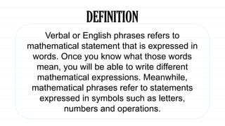 MATHEATICAL SENTENCE 1.pptx mathematicss | PPTX