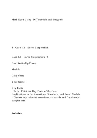 Math Econ Using Differentials and Integrals4 .docx