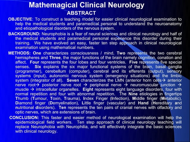 Mathemagical clinical neurology | PPT | Brain and Nervous System ...