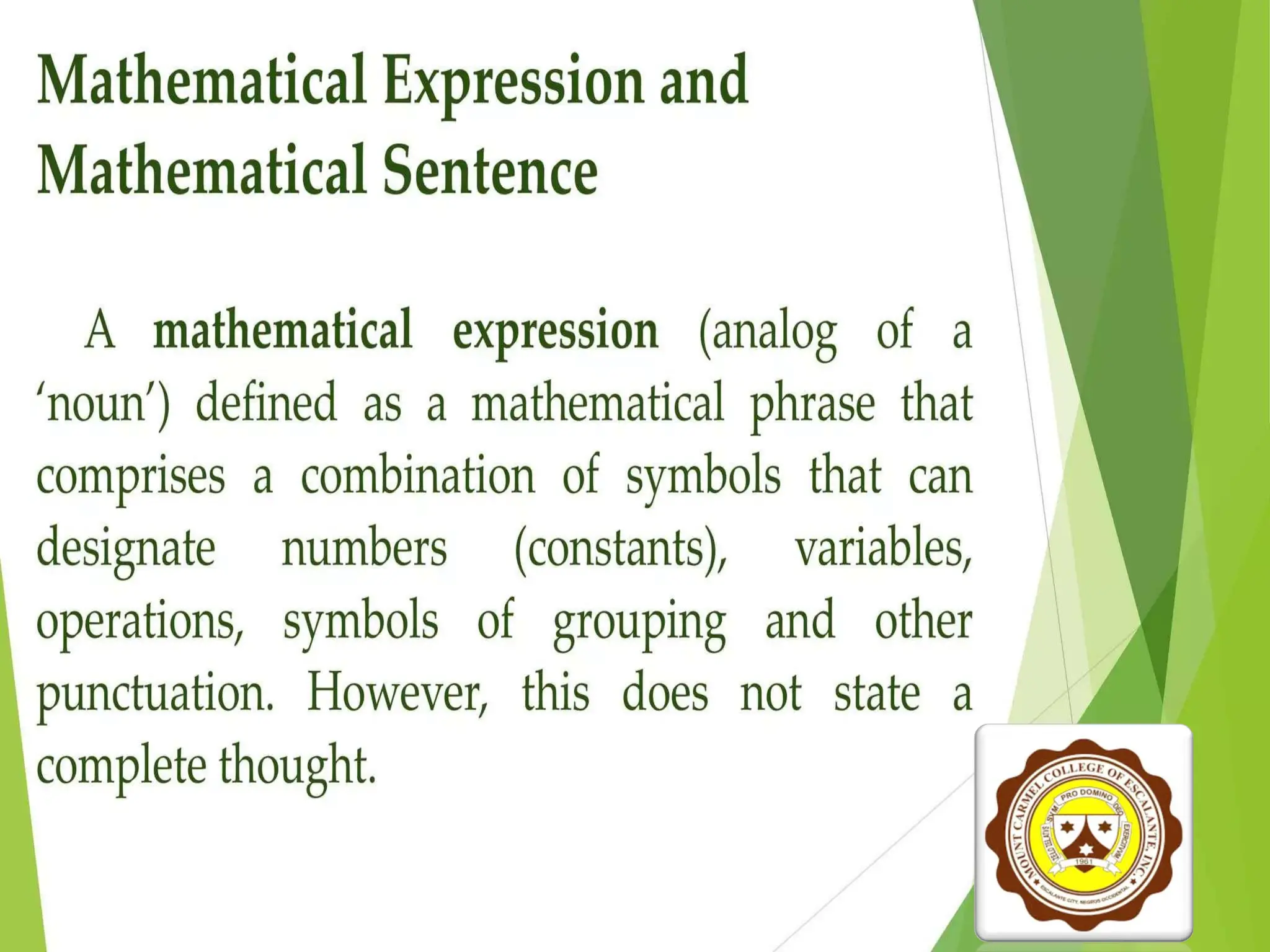 Mathematical-Language-and-Symbols.pdf lesson 1 | PDF