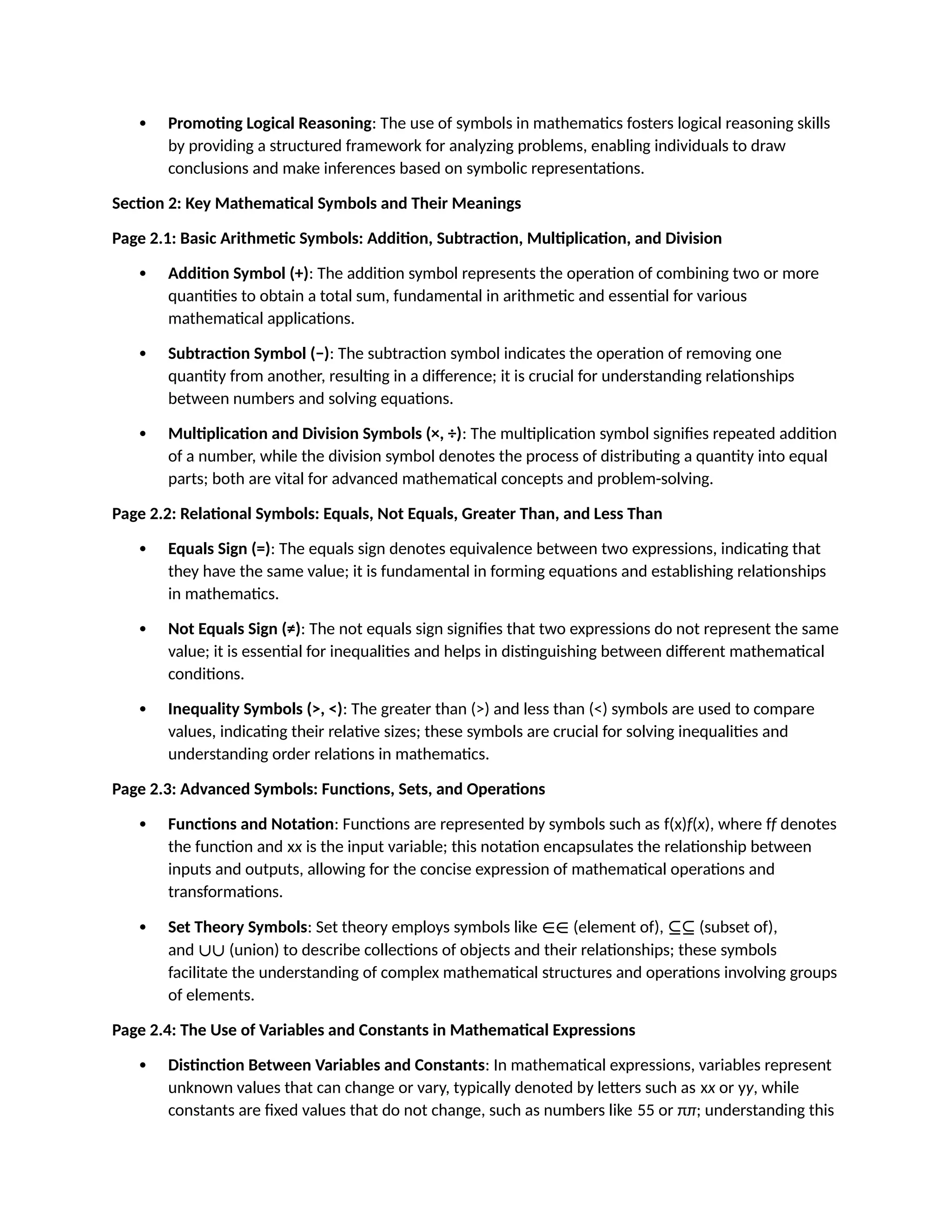 Mathematics in the modern world:Mathematical language and symbols | DOCX