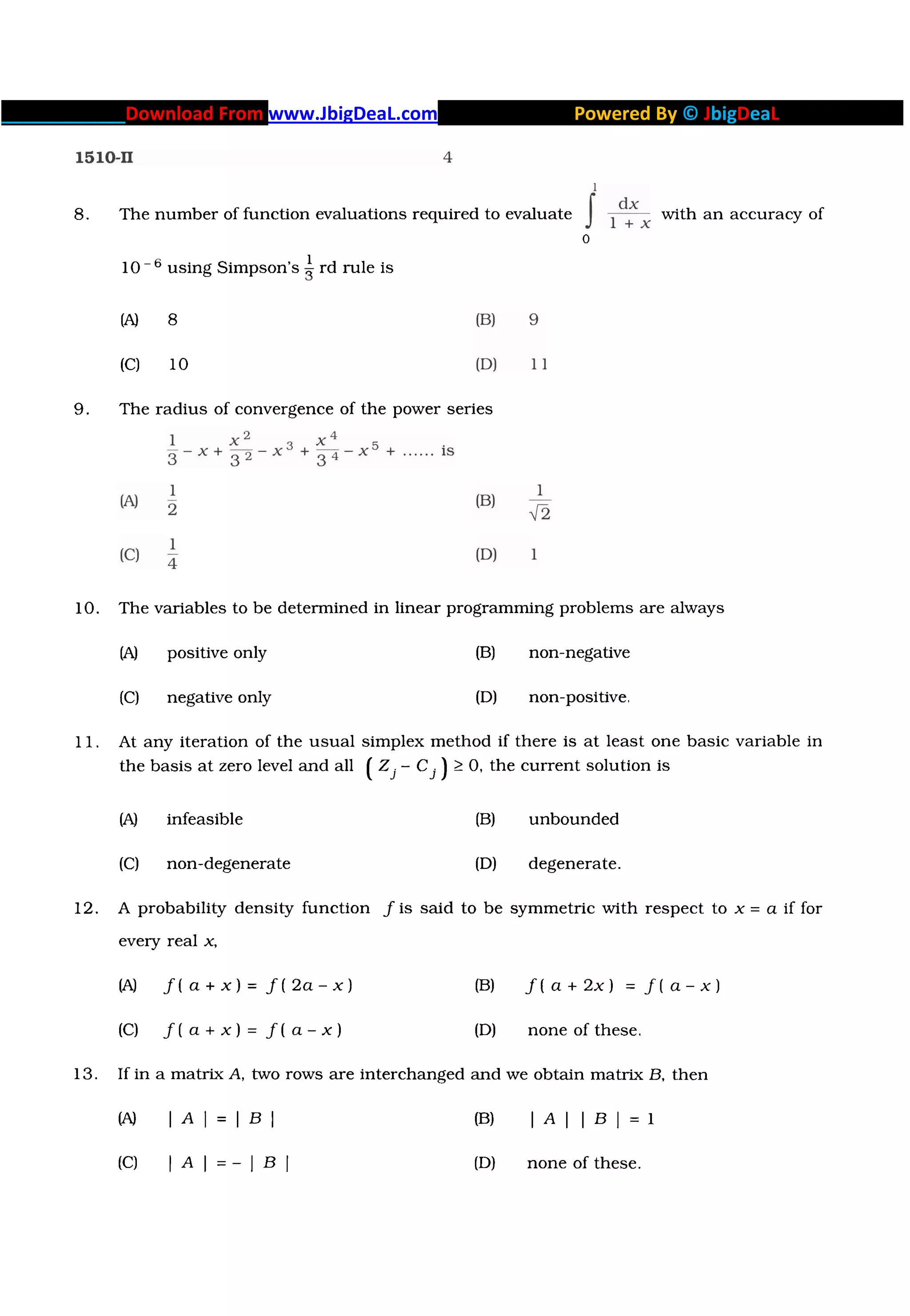 Mathematical sciences-paper-ii | PDF