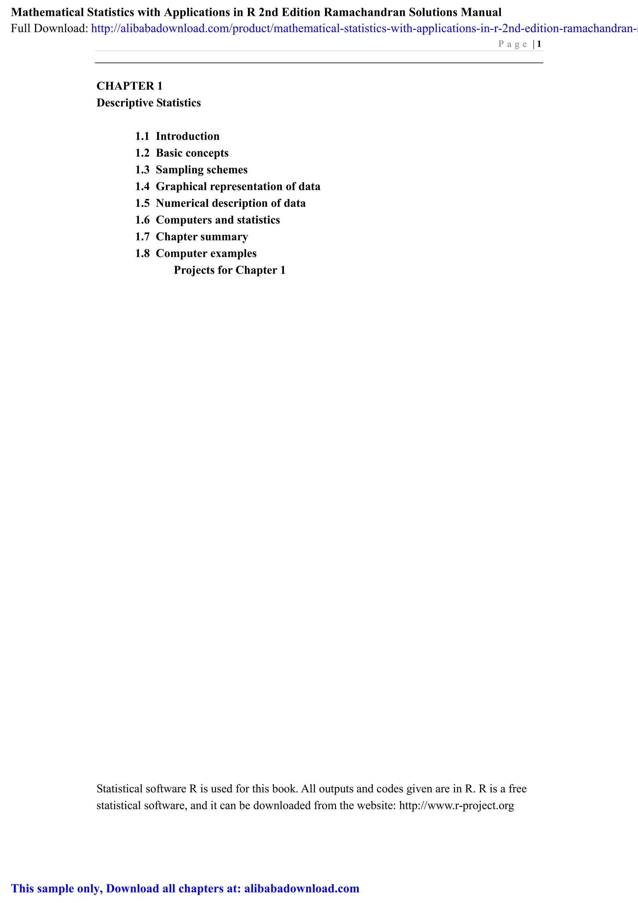 Mathematical Statistics with Applications in R 2nd Edition Ramachandran Solutions Manual | PDF ...