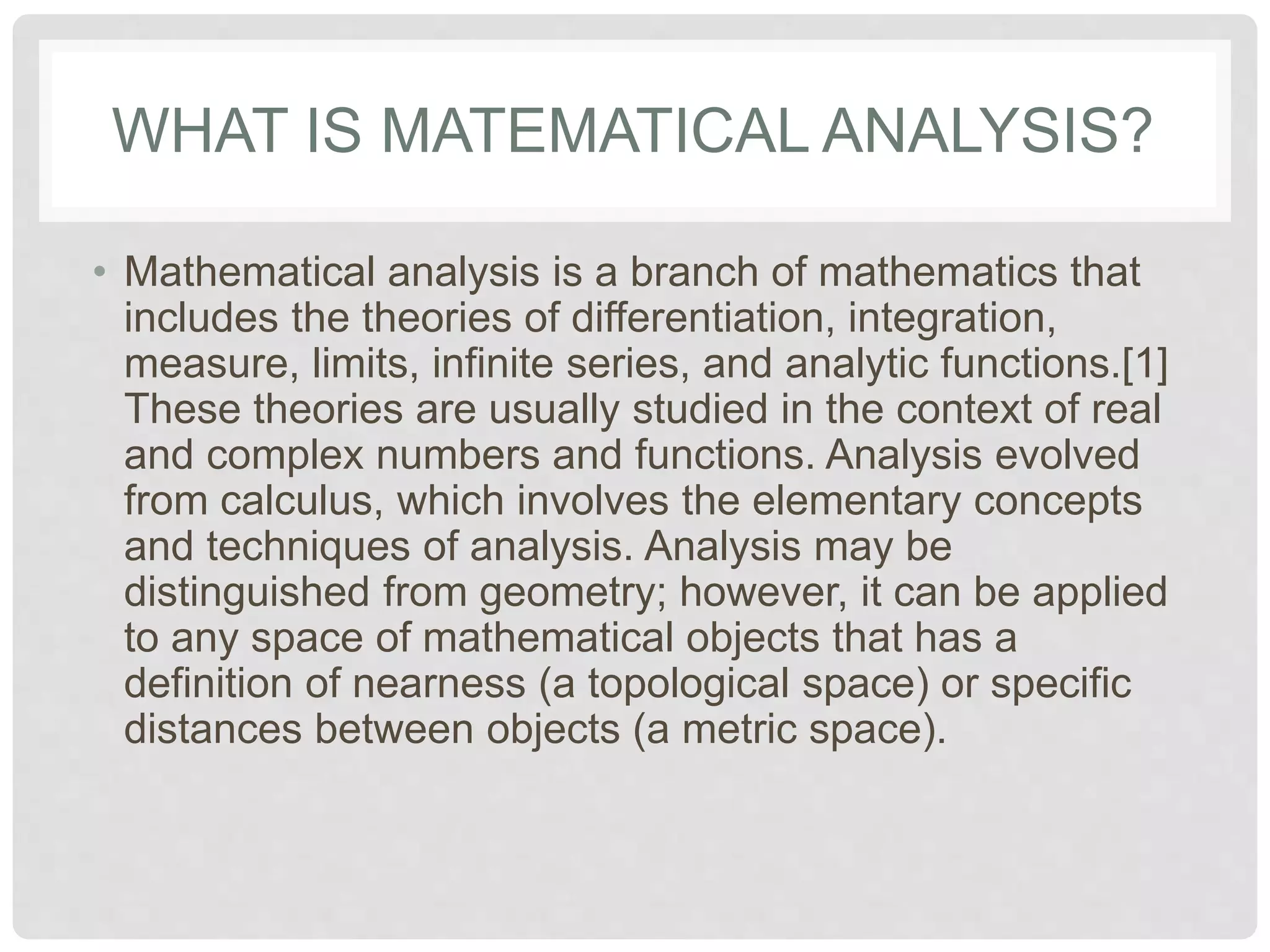 Mathematical analysis | PPTX