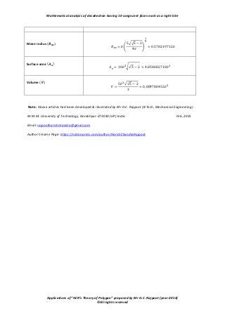 Mathematical analysis of decahedron with 10 congruent faces each as a ...