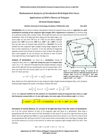 Mathematical analysis of decahedron with 10 congruent faces each as a ...