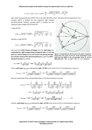 Mathematical analysis of decahedron with 10 congruent faces each as a ...