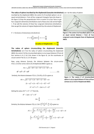 Mathematical analysis of disphenoid (isosceles tetrahedron) (volume ...