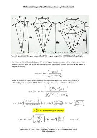 Mathematical analysis of great rhombicuboctahedron (an Archimedean ...