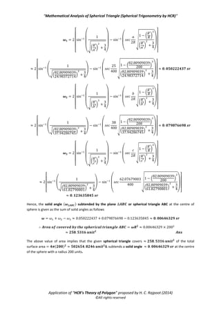 Mathematical Analysis of Spherical Triangle (Spherical Trigonometry by ...