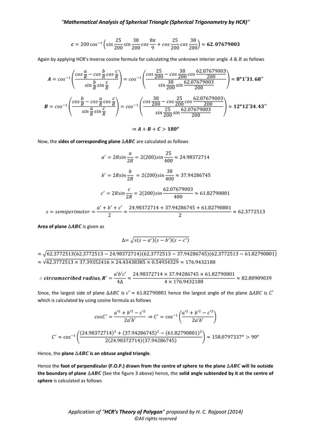 Mathematical Analysis of Spherical Triangle (Spherical Trigonometry by ...