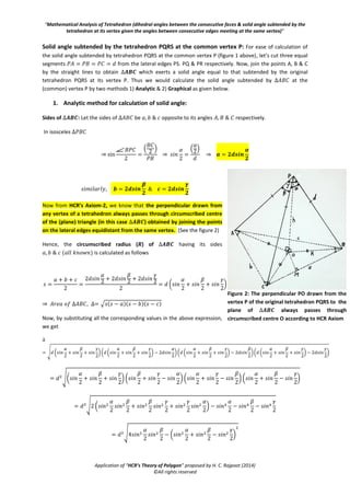 Mathematical Analysis of Tetrahedron (dihedral angles between the ...