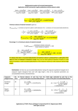Mathematical analysis of truncated dodecahedron | PDF