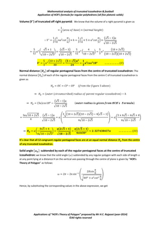Mathematical analysis of truncated icosahedron & identical football by ...