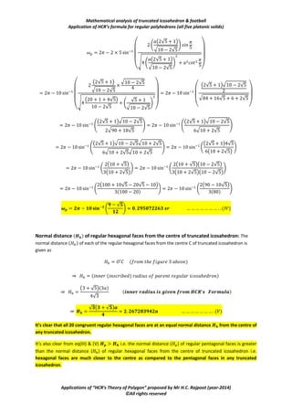 Mathematical analysis of truncated icosahedron & identical football by ...