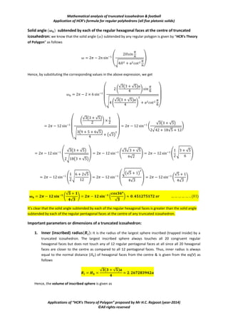 Mathematical analysis of truncated icosahedron & identical football by ...