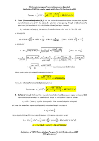 Mathematical analysis of truncated icosahedron & identical football by ...